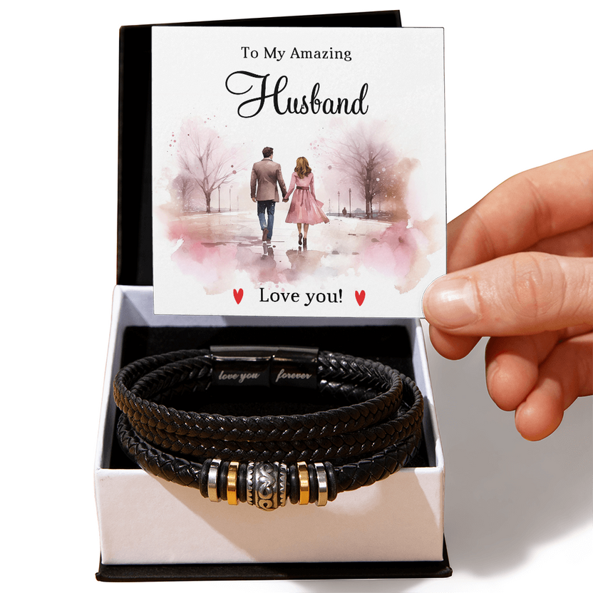 To My Amazing Husband - Engraved Leather Bracelet Gift – Romantic Keep ...
